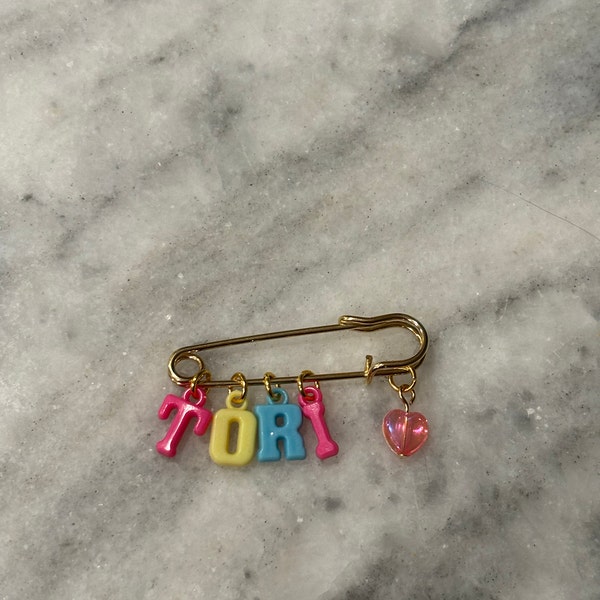 Custom Name Pin, Heavy Duty Gold Safety Pin, Personalized Brooch ...