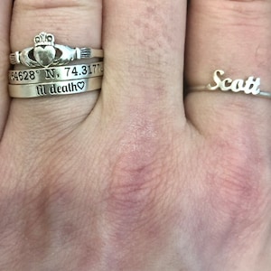 Custom Location Coordinates Ring Dainty Coordinates Stackable Band ...