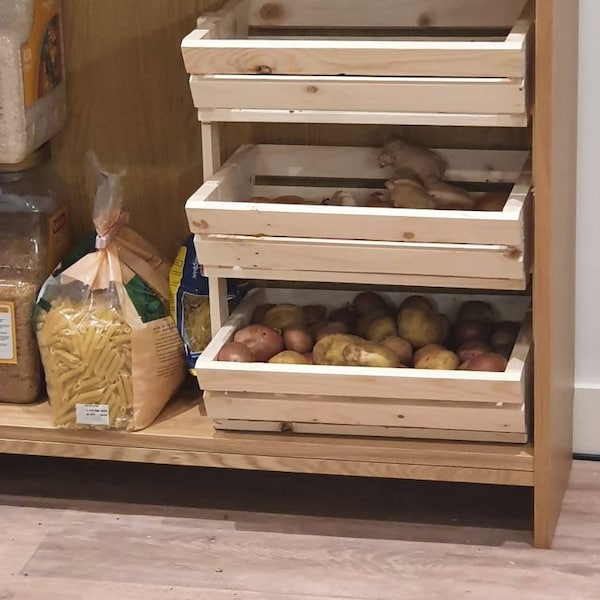 Medium Wooden 3 Tier Fruit/vegetable Storage Tower Made From Reclaimed ...