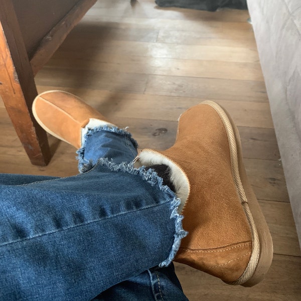 Handcrafted Luxury New Sheepskin Boot Slippers Men Women Ladies Genuine ...