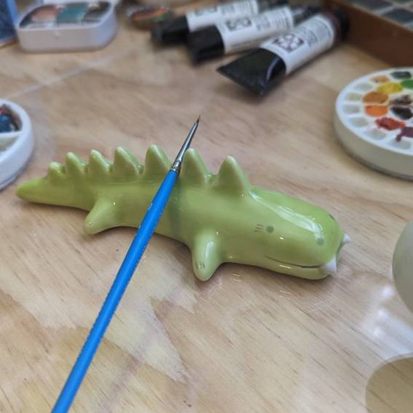 Ceramic Crocodile Brush Rest, Calligraphy Pen Rest, Paintbrush Rest ...