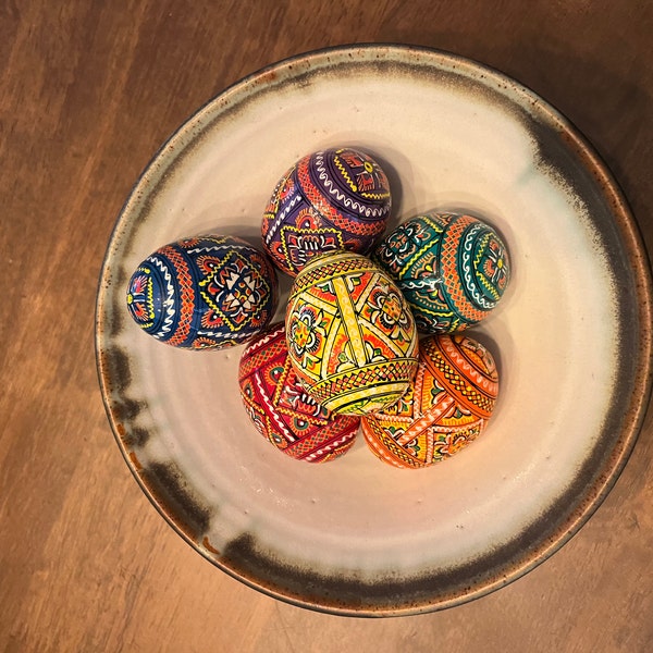 Set 6 Easter Wooden Eggs With Wooden Box, Ukrainian Traditional Pysanky ...