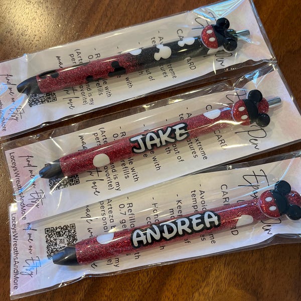 Custom Disney Mickey and Minnie Mouse Epoxy Pens - Etsy