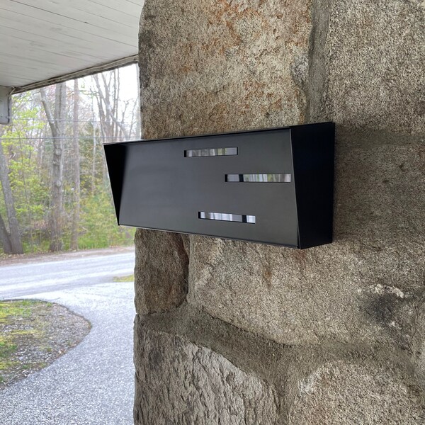 Modern Mailbox | Mid Century Modern Mailbox | Horizontal Black - Etsy