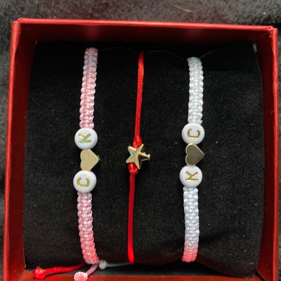 Custom Beaded Initial Bracelets Personalized Couples Bracelet Set ...