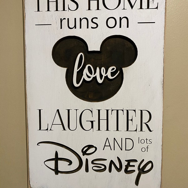 Custom Carved Wooden Sign - "this Home Runs on Love, Laughter and Lots ...