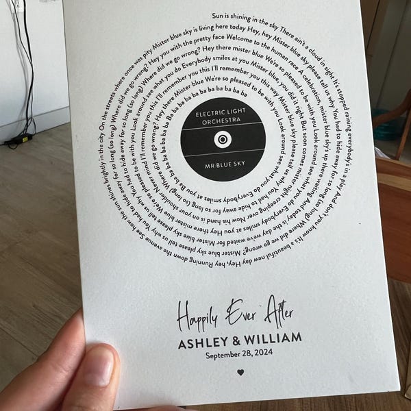 Custom Song Lyric Card: Anniversary, Wedding, Engagement Gift - Etsy