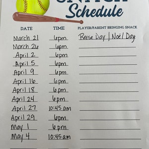 Printable Soccer Snack Schedule Sign up Sheet Sign Template Digital 8 ...