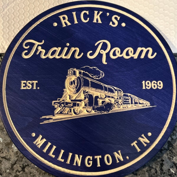 Carved Wood Train Room Sign: Personalized Man Cave Decor - Etsy
