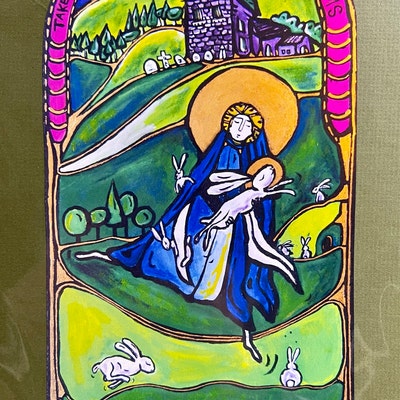 Saint Muirgen of Lough Neagh, Art Print, Dancing Monk Series - Etsy