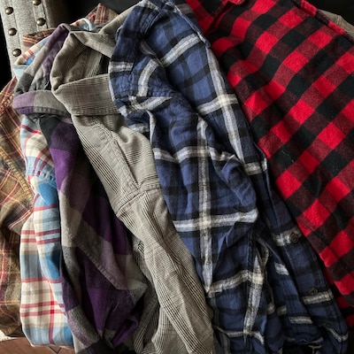 Sun Bleached Flannel Shirt Faded Colors Pink Peach Blush Gold Tan Rust ...