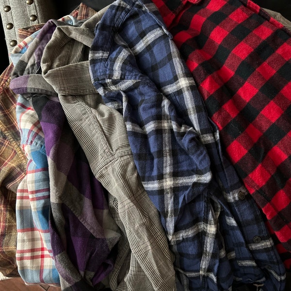 Pack of 5 Distressed Flannel Shirts - Etsy