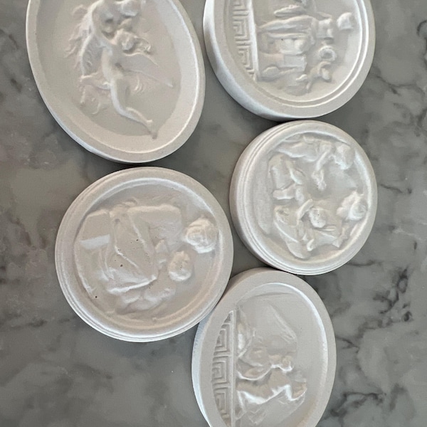 10 Plaster Intaglio Medallions, Mixed Grand Tour Designs, Wall Art Set ...