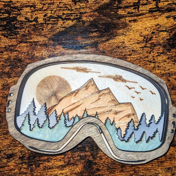 3D Layered Wood Art, Ski/snowboard Goggles - Etsy