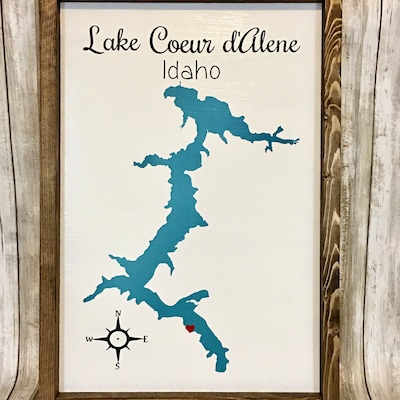 Lake Coeur D'alene Idaho Map Shape SVG Cut File PNG - Etsy