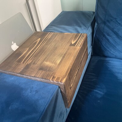 Couch Arm Rest Table With Magazine Stand, Modern Wood Armrest Table ...