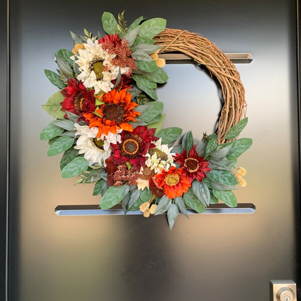 Fall Boho Wreath, Boho Wreath, Front Door Hoop Wreath, Modern Fall Wreath, Fall Hoop Wreath ...