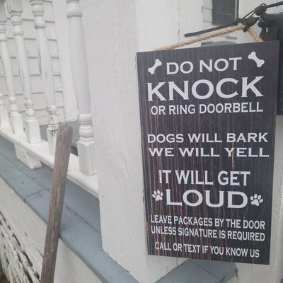 Do Not Knock, Dogs Will Bark, It Will Get Loud, No Soliciting, Wooden ...