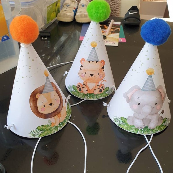 Safari Party Hats, Safari Animals Birthday Decorations Boy, Printable ...