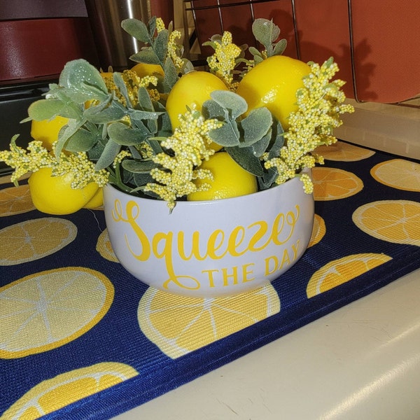 Lemon Tiered Tray Mini Floral Arrangement, Spring Tiered Tray Decor ...