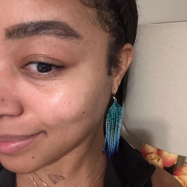 Mountain Landscape Beaded Earrings Fireweed Flowers Beadwork Earrings ...