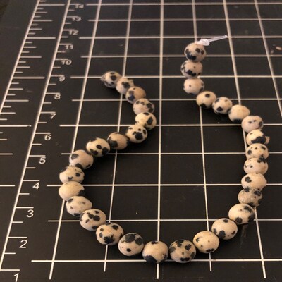 Matte Black & Beige Dalmatian Jasper Beads Grade A Genuine Natural Gemstone Round Loose Beads ...