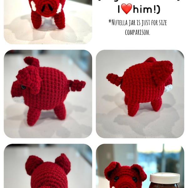 MINI Crochet Stuffed Razorback | Handmade Arkansas Hog Plush | Football ...