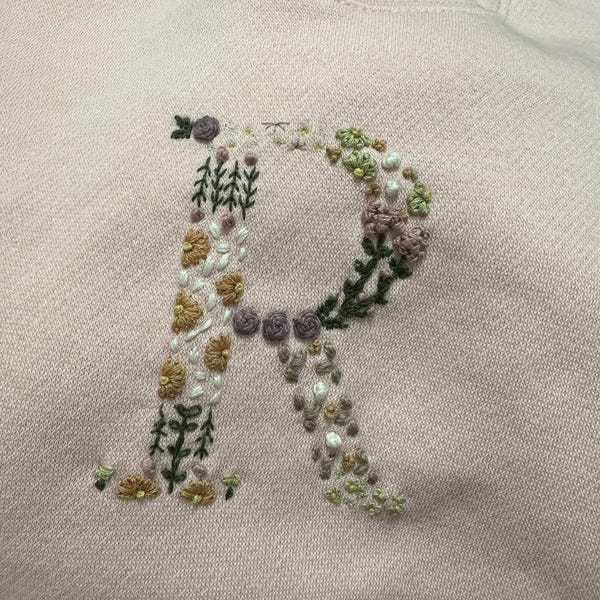 Floral Alphabet Letter R Initial Embroidery PDF Pattern, Instant ...