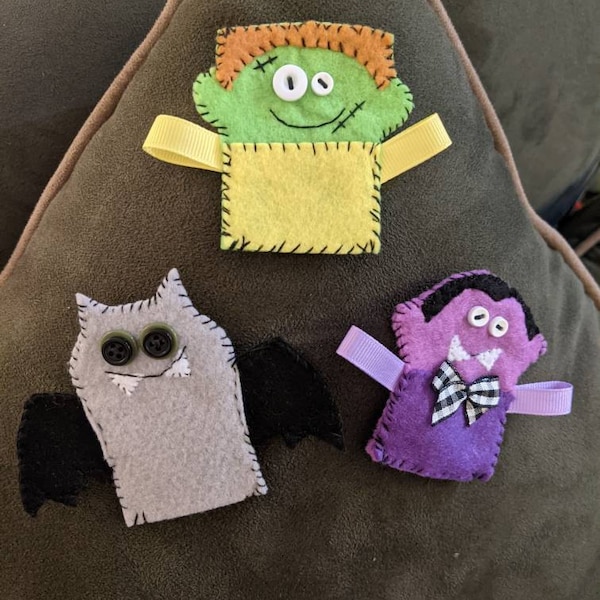 Halloween Felt Finger Puppets ~ Set of 5 or Set of 10 - Etsy