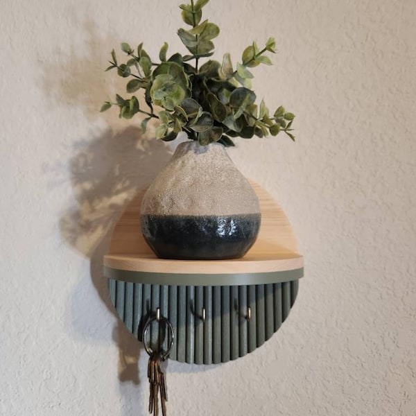 Walnut & Black Key Holder for Wall, Entryway Decorative Wooden ...