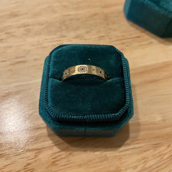 14k Solid Gold Sapphire Floral Wedding Band Pave Diamond Ring Women ...