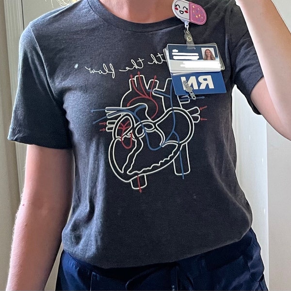 CVICU Cardiac Nurse Heart Flow Anatomy Shirt, Cath Lab RN T-shirt, CCU ...
