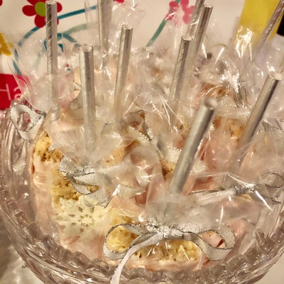 Pink/silver Chocolate Snowflakes Rice Krispie Treats 1doz/birthday ...
