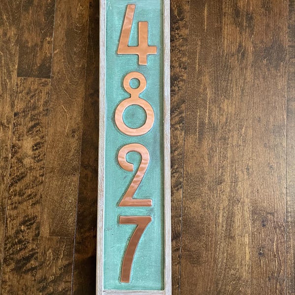 Arts and Crafts Copper House Sign With Oak Frame in 3"/75mm High ...