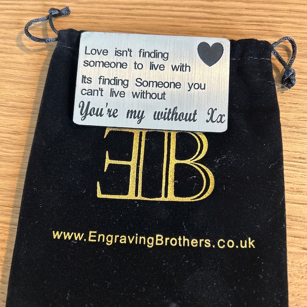 Mens SILVER Wallet Insert Credit Card Sized Personalised Gift for Him ...