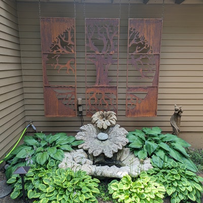 Tree of Life Metal Privacy Screen Set of 3, Large Home & Garden Décor ...