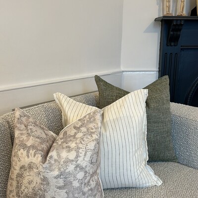 Green and Beige Basketweave Woven Pillow Cover,natural Linen Textured ...