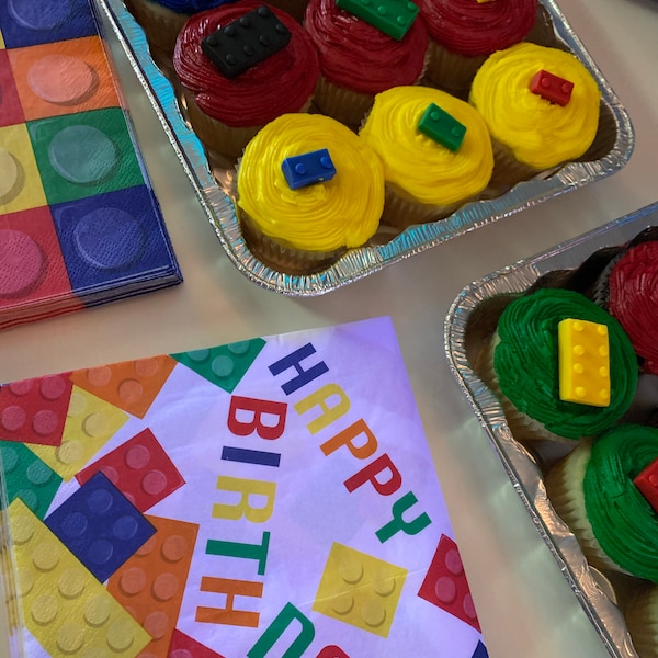 15 Fondant Building Bricks Toppers Made by Fancytop Cupcake - Etsy