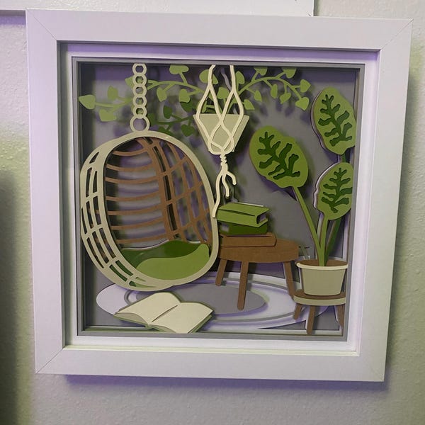 3D Boho Reading Nook Shadow Box SVG, Layered Boho SVG, Boho Room Shadow ...