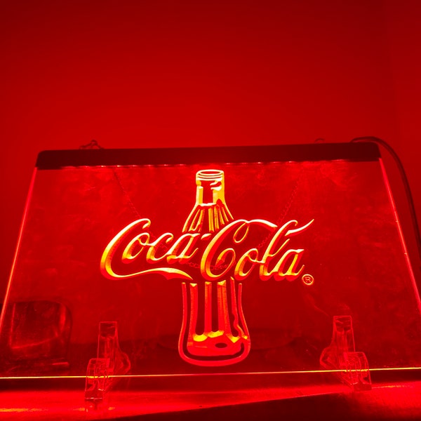 Coca Cola, Coca Cola Sign, Neon LED Sign, Acrylic, Coke Bottle, Hanging ...