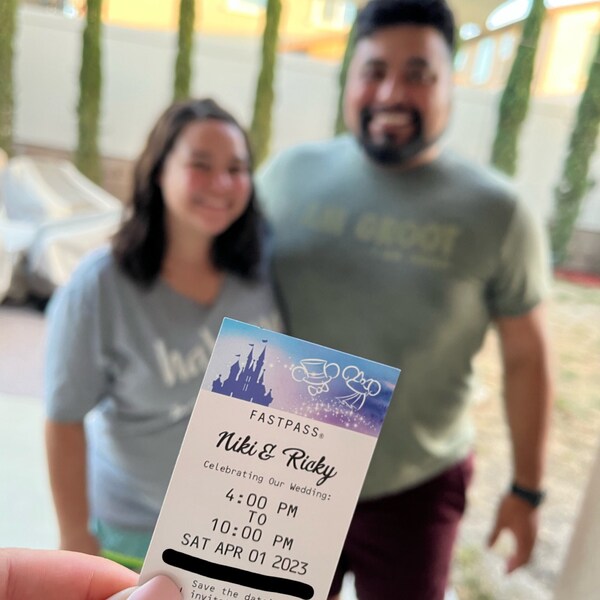 Disney Fastpass Rose Gold Save the Dates Wedding/birthday/shower/etc ...