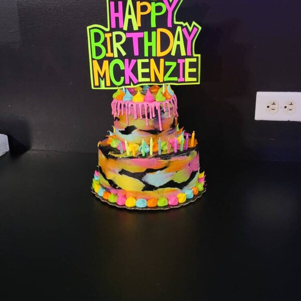 Glow Party Cake Topper, Neon Birthday Cake Topper, Personalized Cake ...