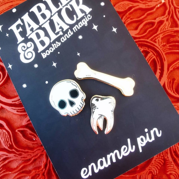 Bones Enamel Pin Set. Witchy Enamel Pin. Halloween Enamel Pin. Skull ...