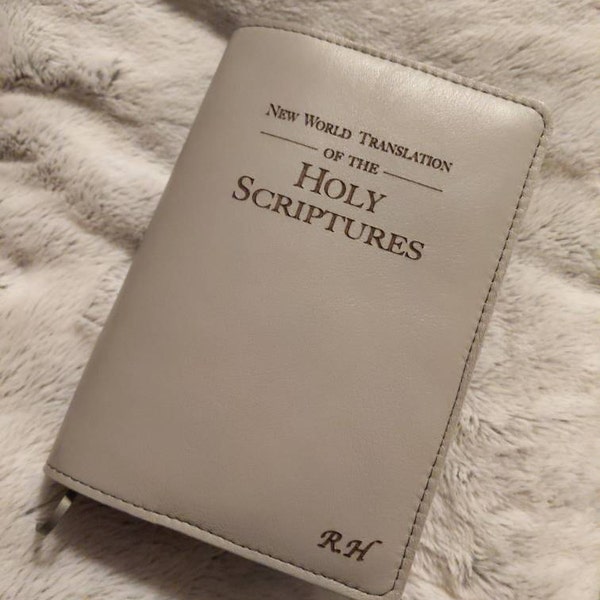 JW Leather Bible Cover, Personalized Grey NWT Bible Cover, Jehovah ...