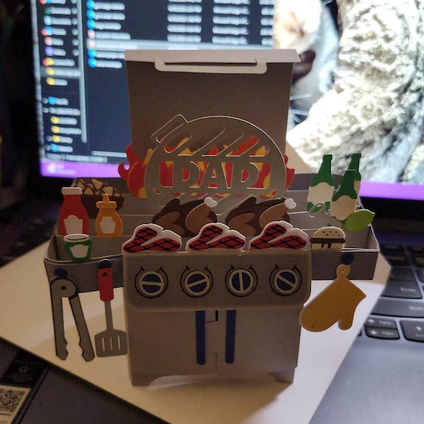 Pop-up Grill Card | SVG, DXF, EPS 3D Card Cut File | Cricut Silhouette ...