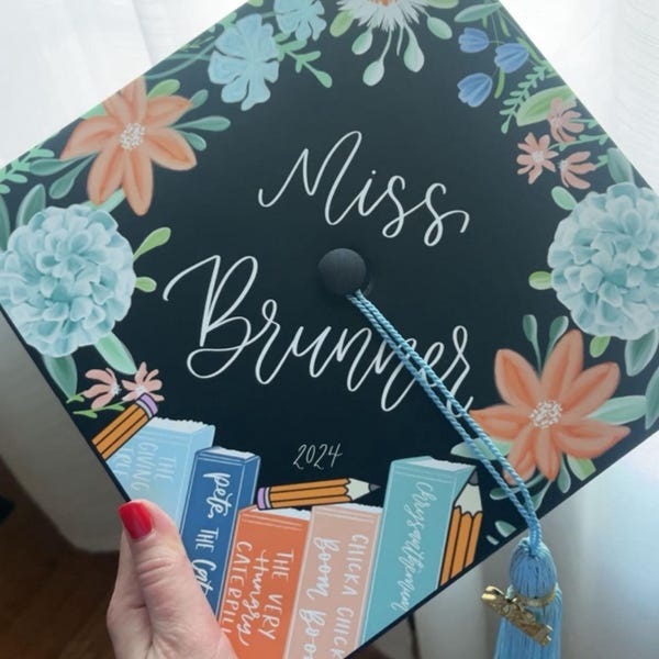 Grad Cap Topper Teacher, Graduation Cap for Teachers, Elementary ...