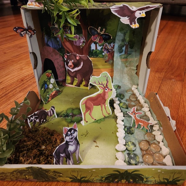 Printable Shoebox Diorama Kit. Create a Forest Habitat. Paper Craft for ...