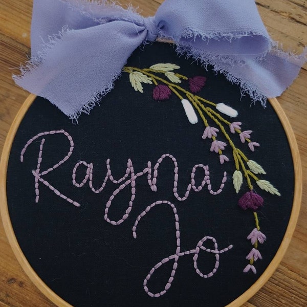 Hand Embroidered Name Hoop, Personalized Embroidery Hoop, Baby Name ...