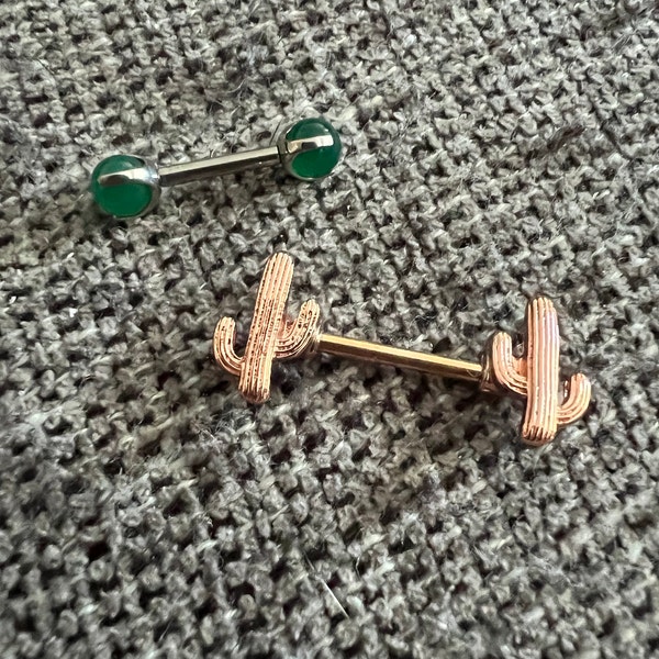 Real Jade 12g 14g Titanium Internally Threaded Claw Nipple Bar Rings ...