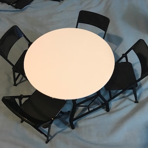 1:6 Scale Round Folding Card Table 3D Printed Miniature Prop Action ...